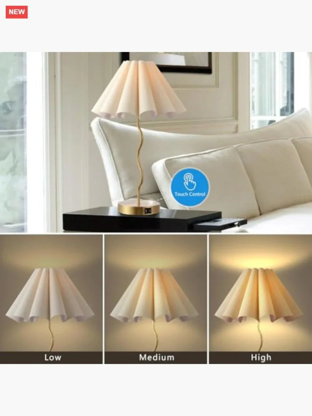 Accents | Pleated Table Lamp With Linen Shade Touch Dimmable | Poshmark